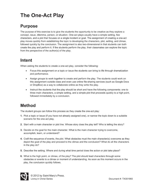 The One-Act Play | Saint Mary's Press